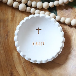Cross Jewelry Dish, First Communion Favors, Ring Dish With Cross, First ...