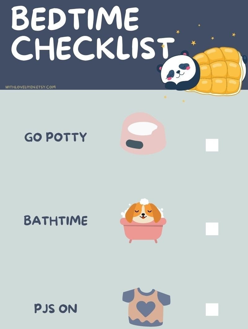 Bedtime Routine Checklist - Etsy
