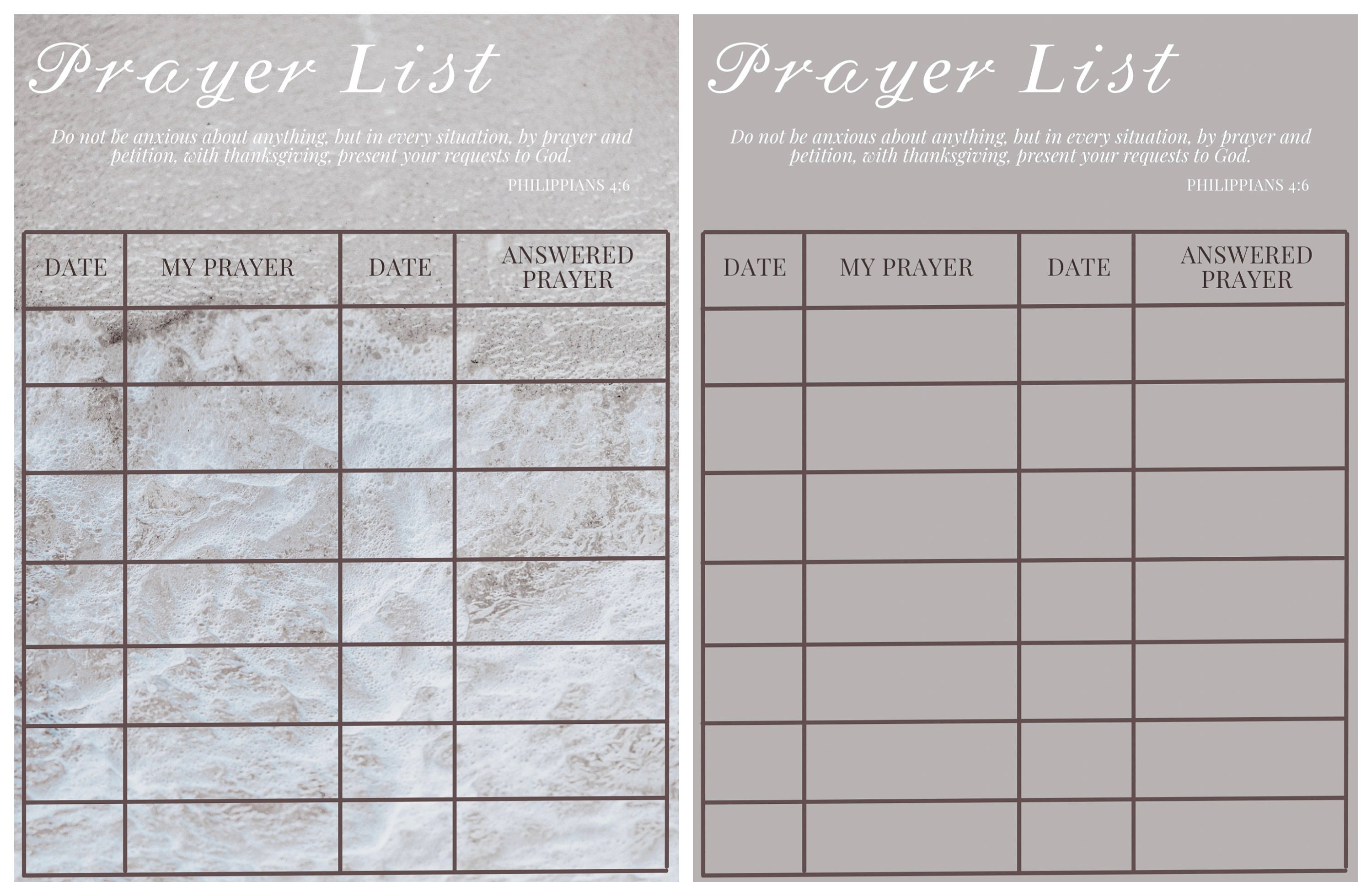 Printable I Digital I Prayer List I Prayer Journal File With Scripture ...