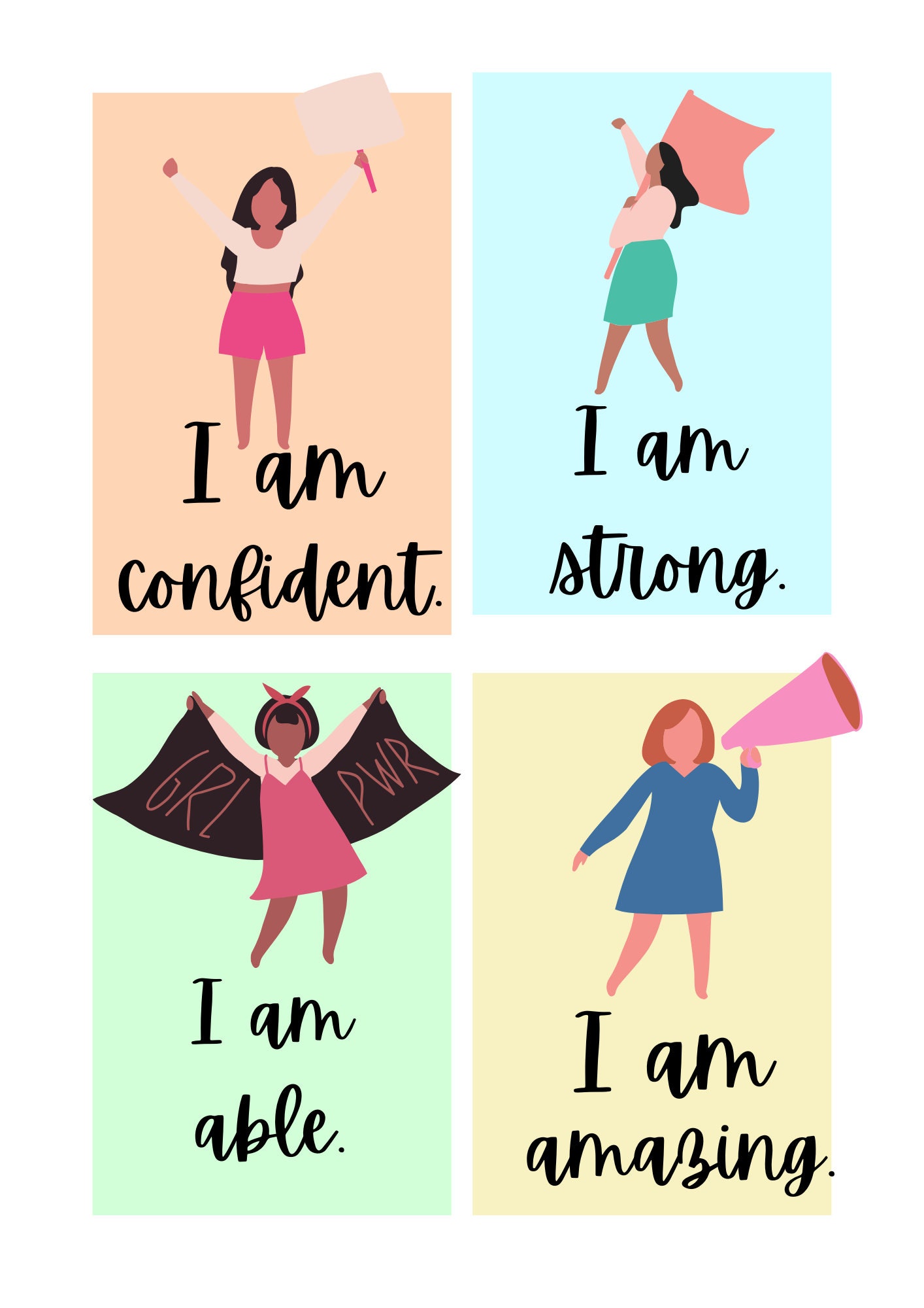 Positive Affirmation Cards for Girls - Etsy