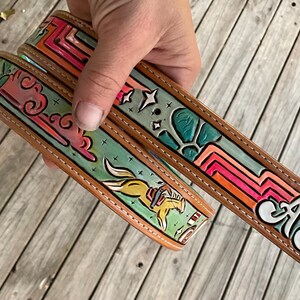 Handcrafted Hand Tooled Leather Western Belt, Personalised Leather Gift ...