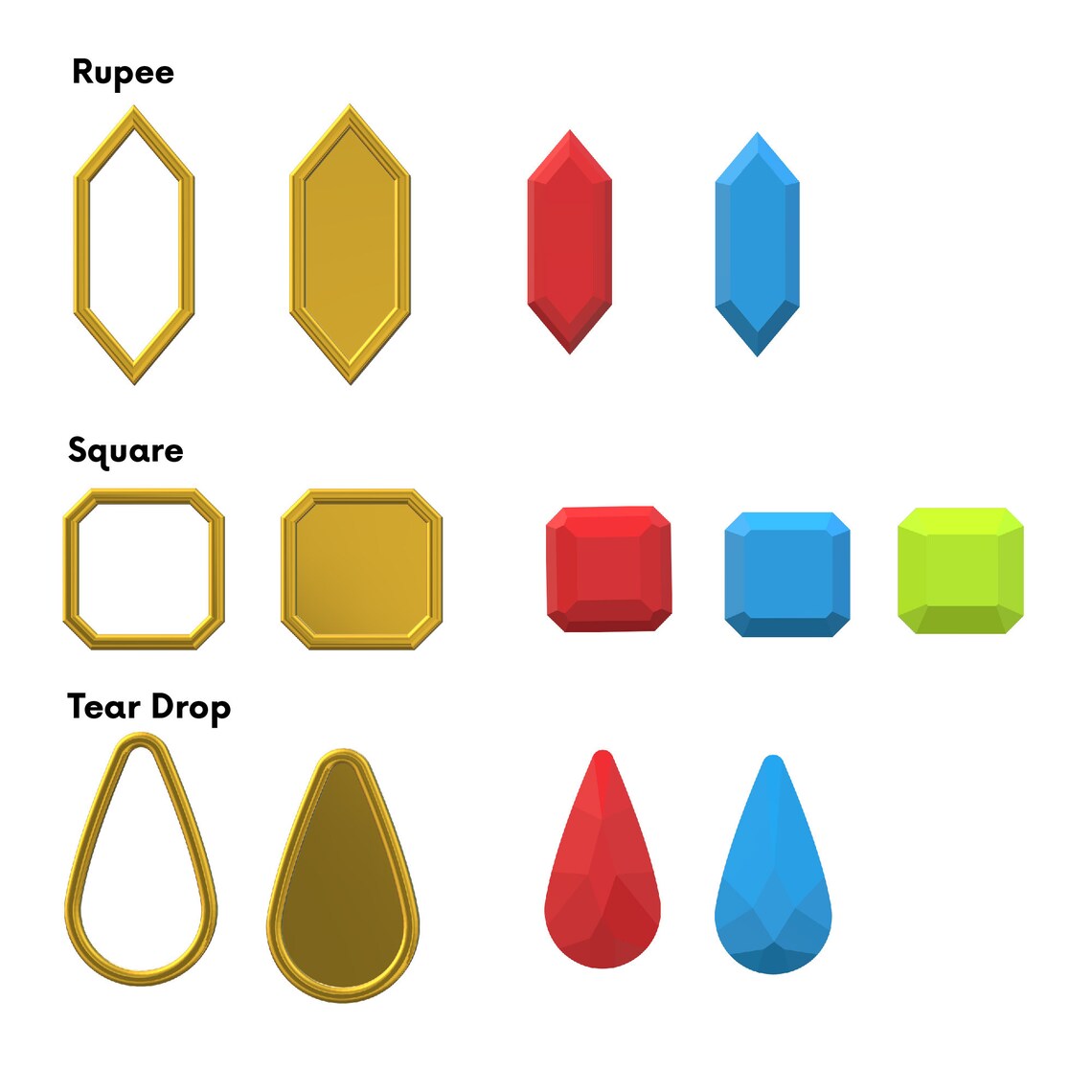 Flat Back STL Gem Set for Personal and Commercial Use - Etsy