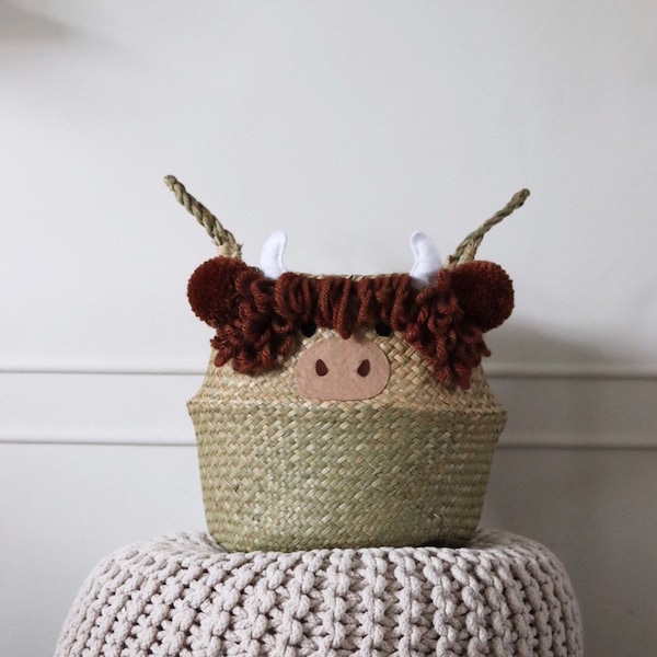 Highland Cow Nursery Basket - Etsy