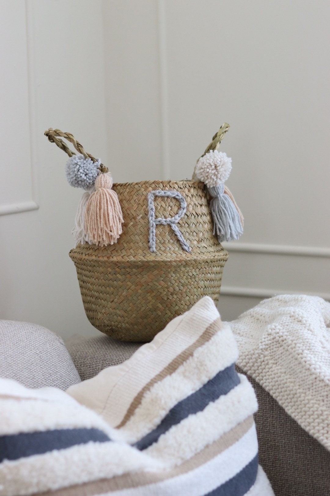 Personalised Letter Monogram Alphabet Storage Basket - Etsy