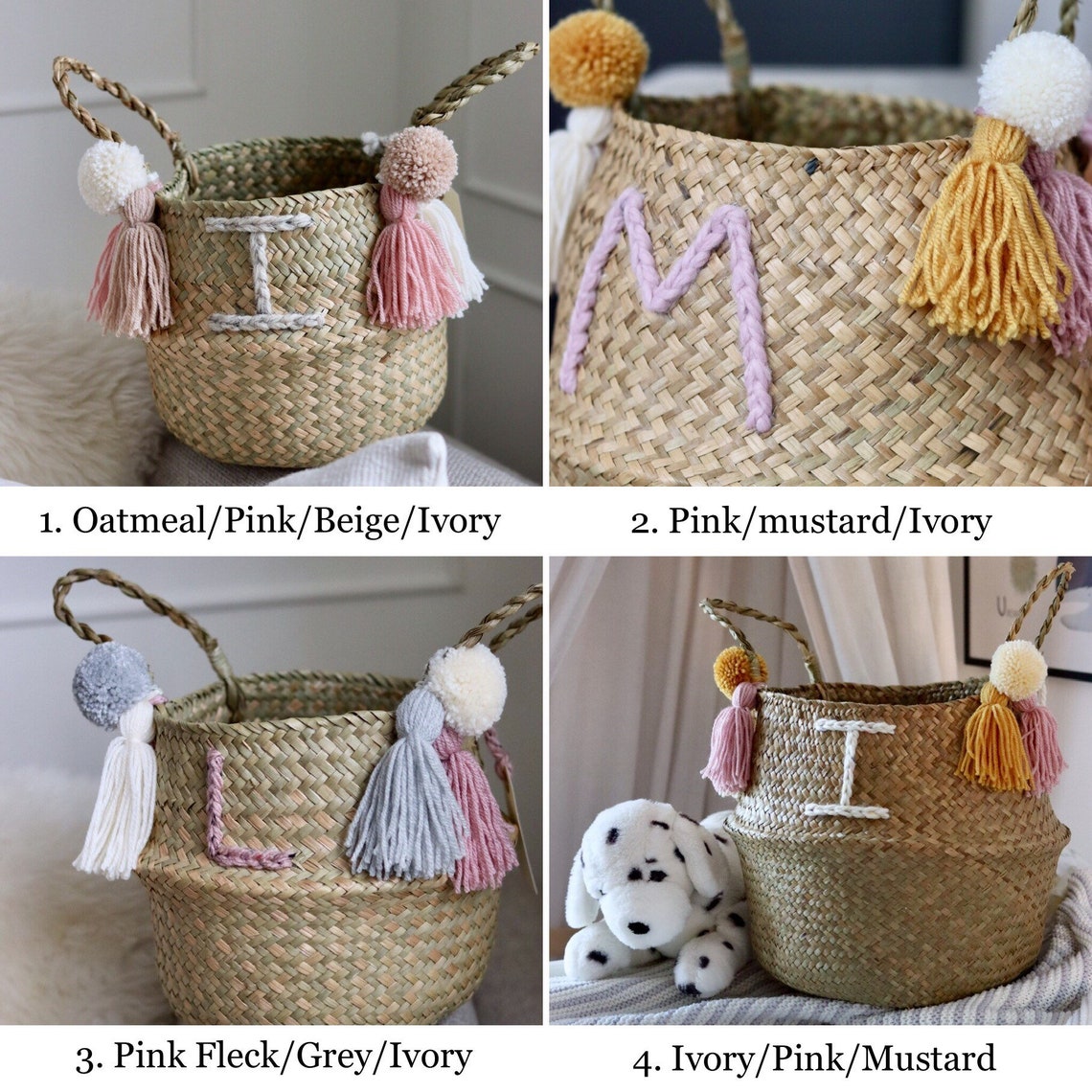 Personalised Letter Monogram Alphabet Storage Basket - Etsy