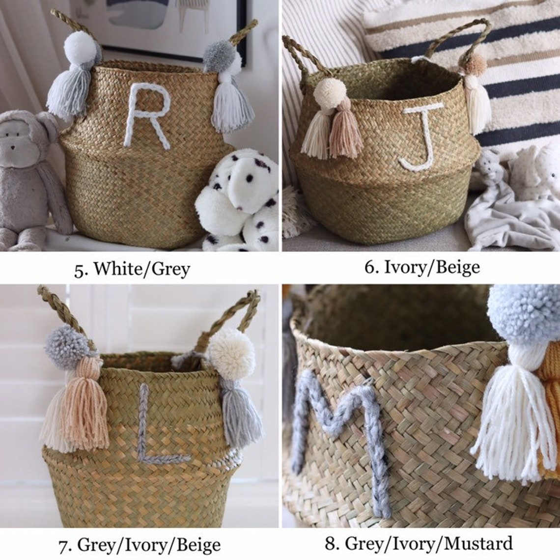 Personalised Letter Monogram Alphabet Storage Basket - Etsy