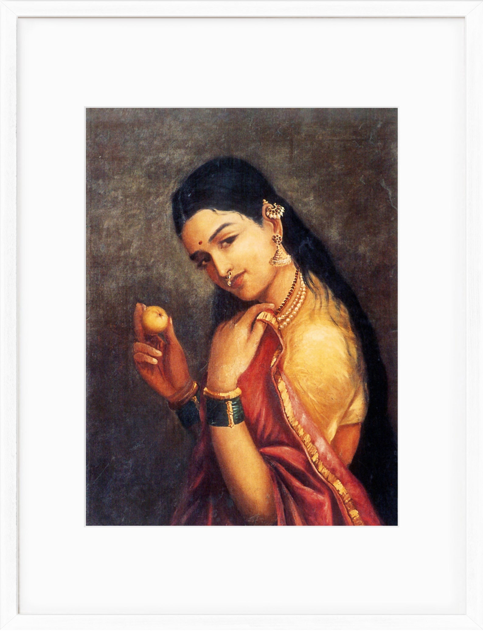 Lady With A Fruit Raja Ravi Varma Indian Art High-resolution Downloadable Digital Print - Etsy