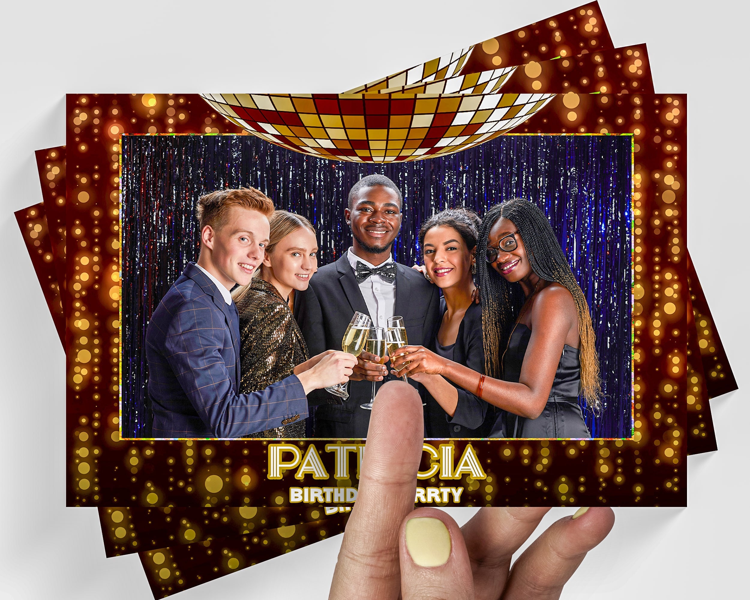 Photo Booth Template for Wedding or Party 2x6 Golden Disco Template ...