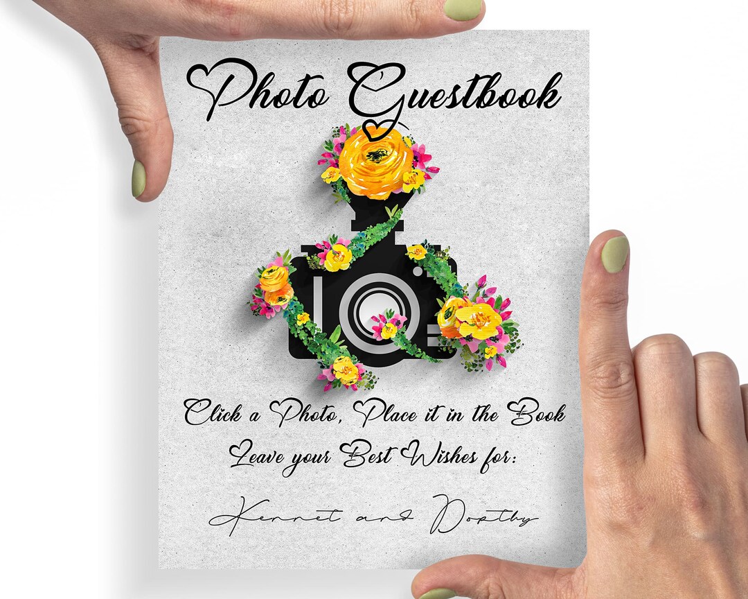 Photo Booth Sign for Wedding or Party - 8"x10" Romantic Garden Flower ...