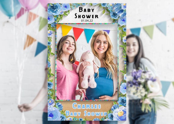 Photo Prop Frame Printable Beautiful Blue Rose Baby Shower | Etsy