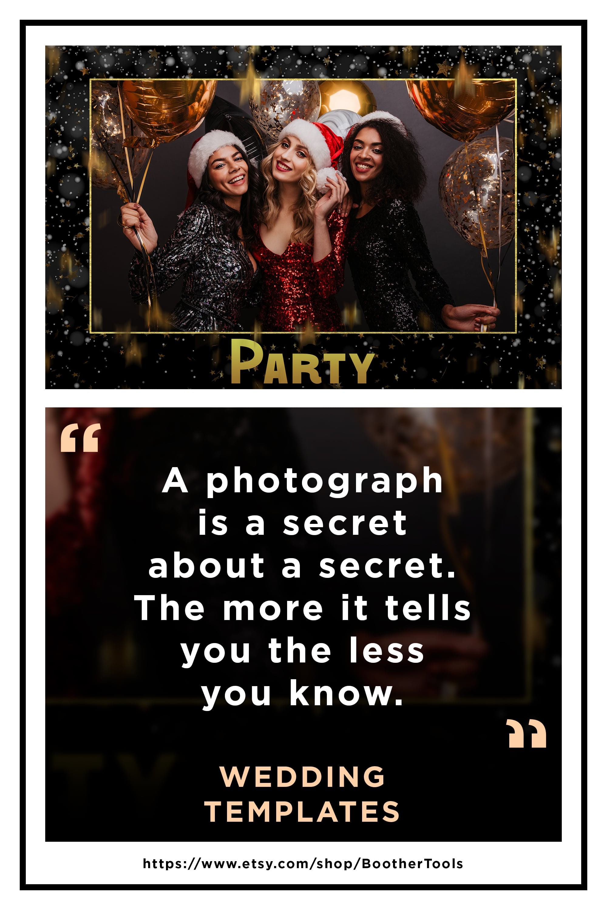 Photo Booth Template for Wedding or Party 4x6 Dark Elegant Glimmer ...