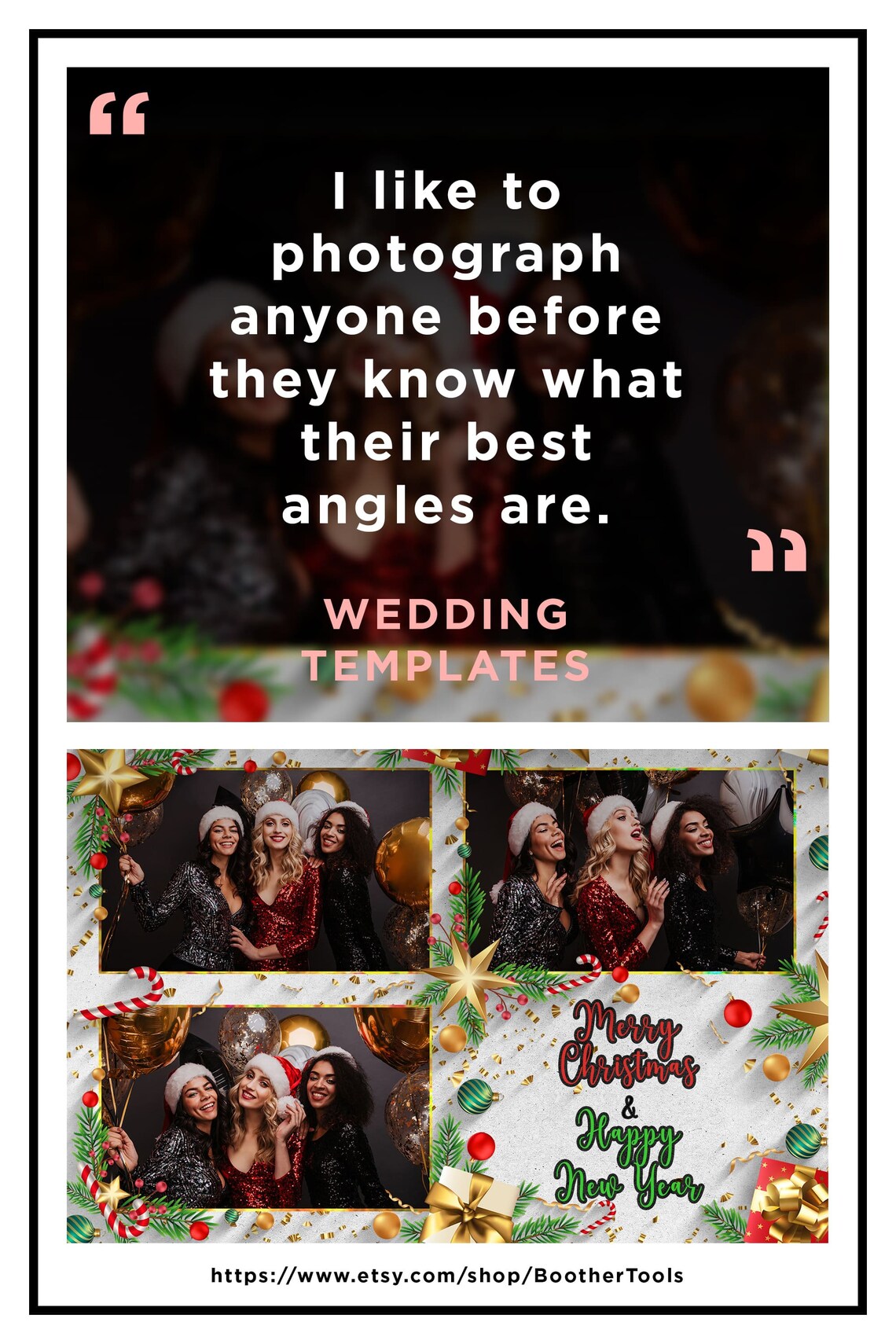 Photo Booth Template for Christmas Party - 4"x6" Holiday Template ...