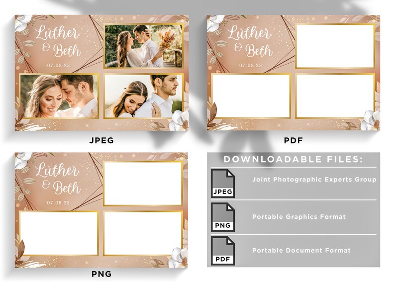 Photo Booth Template for Wedding Ceremony - 4"x6" Engagement Template ...