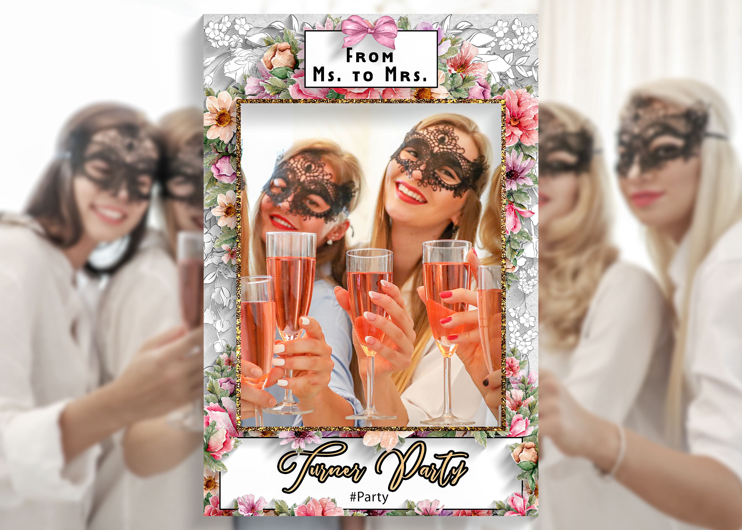 Photo Prop Frame Printable Floral Bridal Shower Photo Booth | Etsy