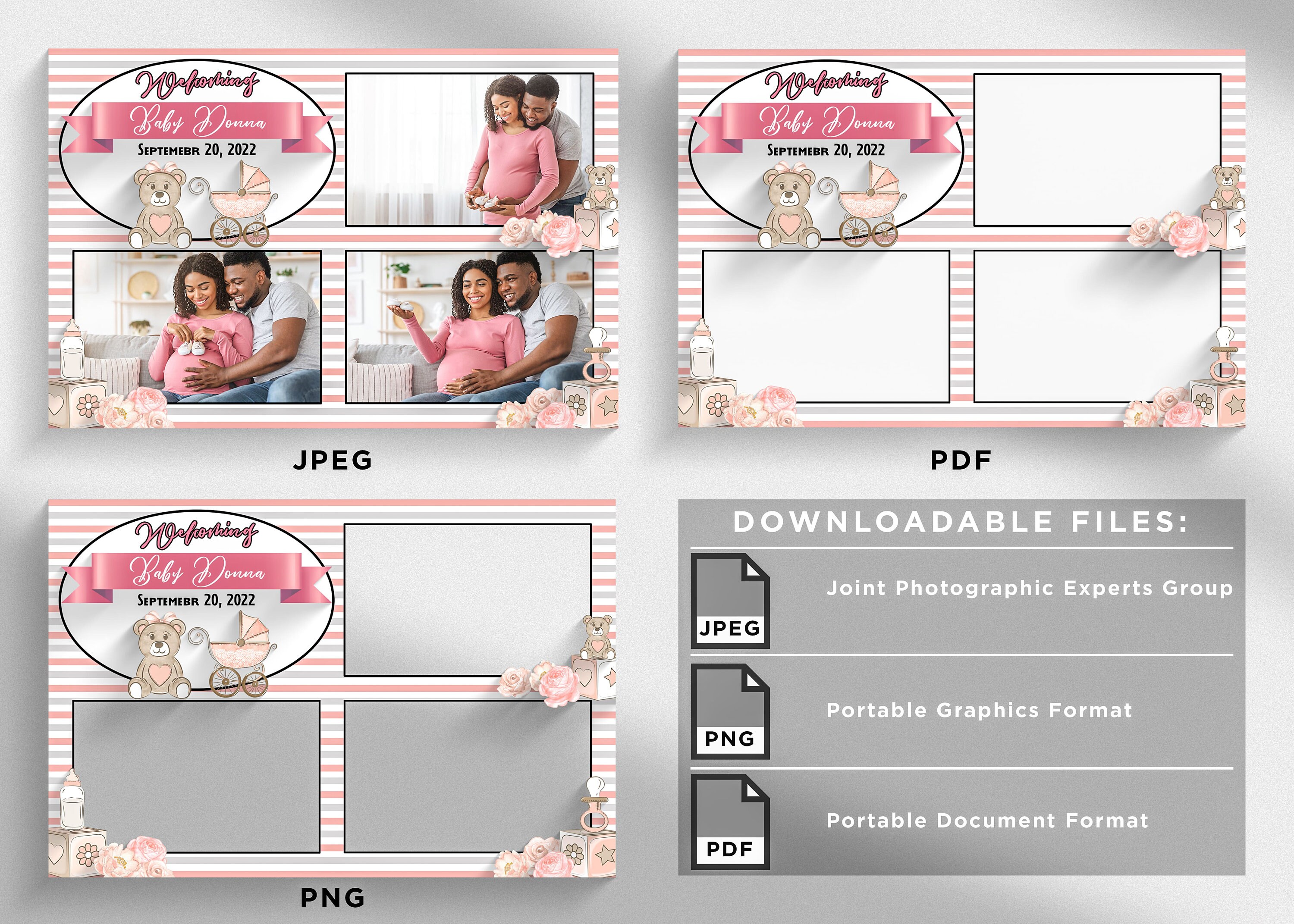 Photo Booth Template for Baby Shower 4x6 Baby Girl Template Digital ...
