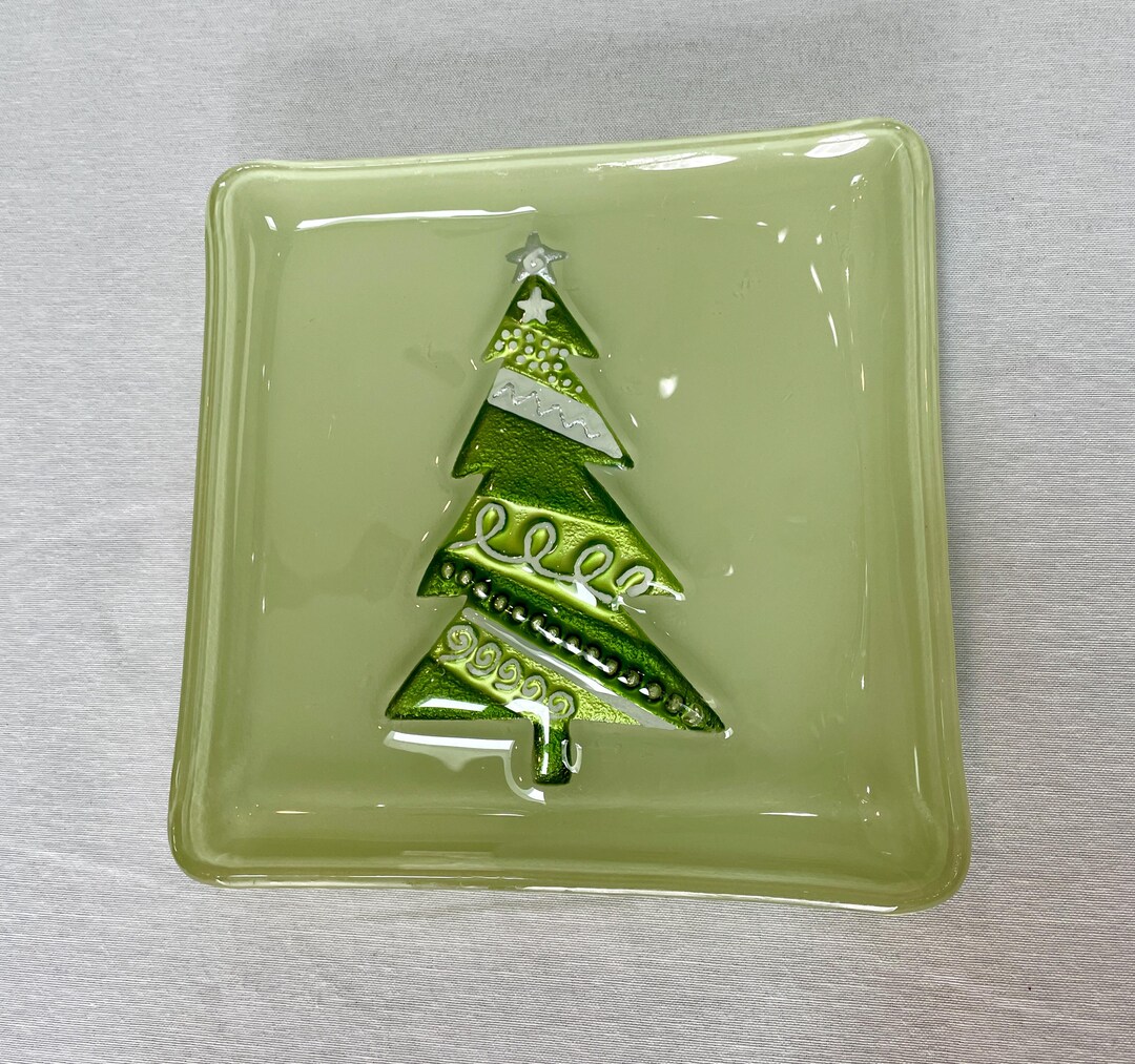 Vintage Glass Fusion Christmas Tree Serving Plate by Lori Siebert 8 ...
