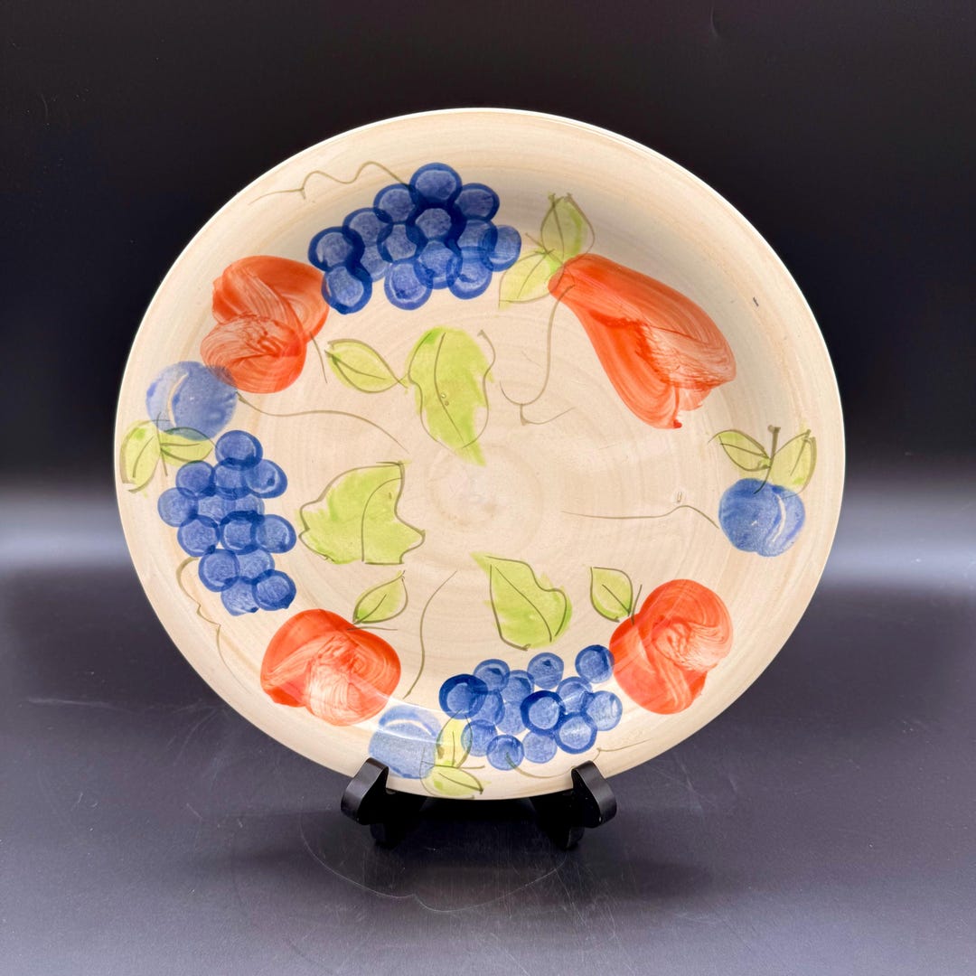 Vintage Royal Norfolk Blue Red Fruit Grapes Pear Plum Dinner Plate 10 ...