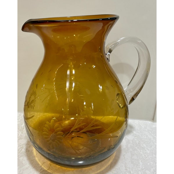 Amber Glass Pitcher - Etsy
