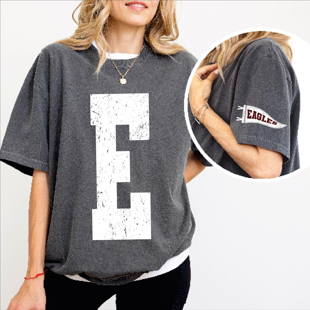 Custom Varsity Letter Mascot Shirt With Team Name on Sleeve, Comfort ...