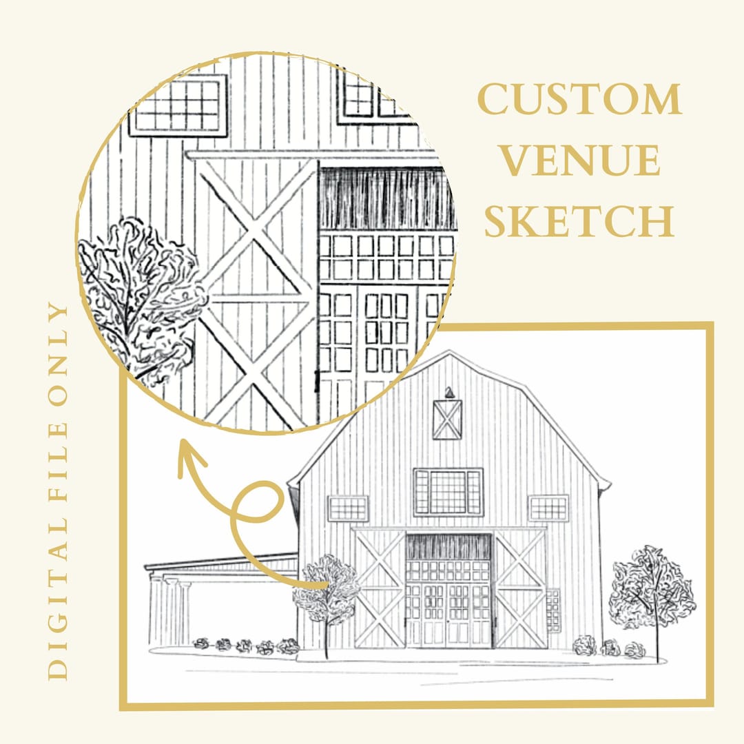 Custom Wedding Venue Illustration Line Drawing Sketch - Etsy