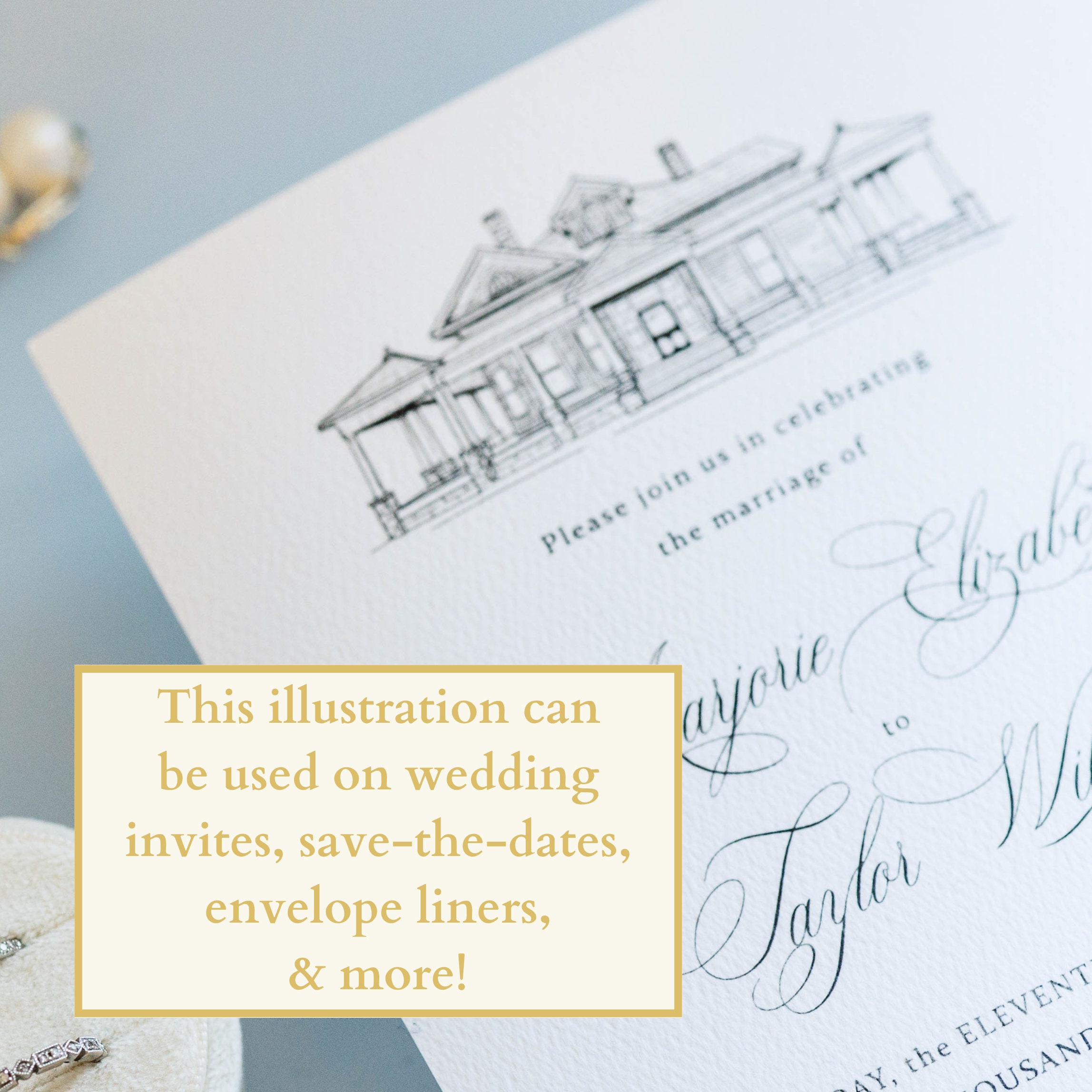 Custom Wedding Venue Illustration Line Drawing Sketch - Etsy