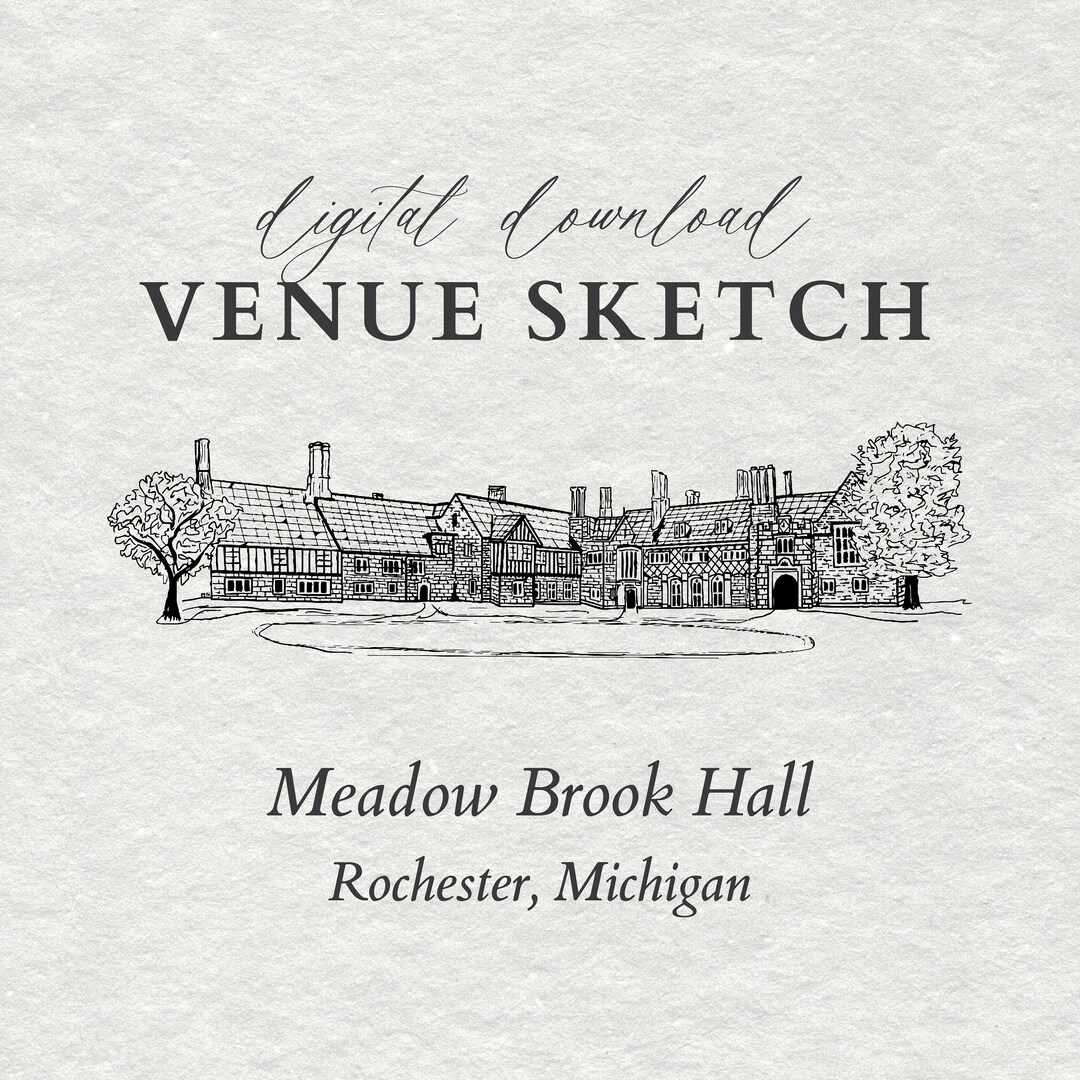 Meadow Brook Hall, Custom Wedding Venue Illustration for Invitations ...