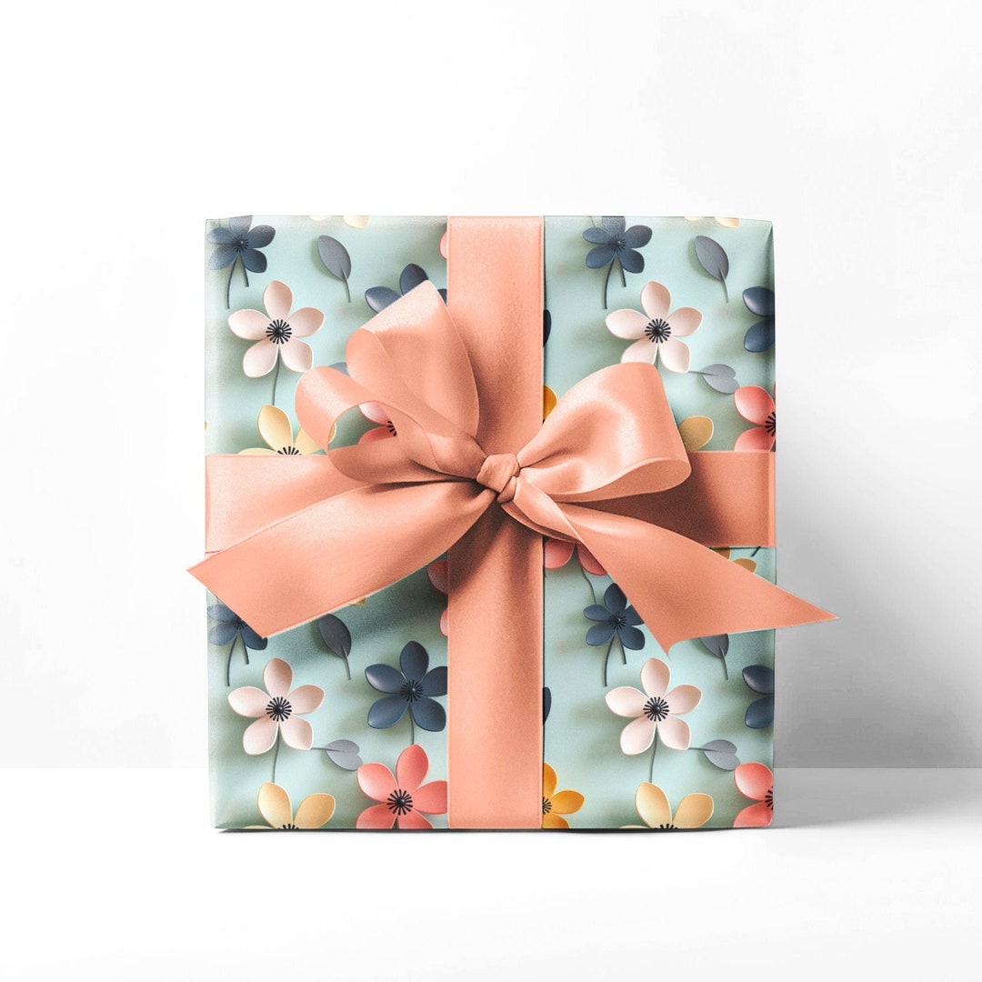 3D Effect Floral Elegant Christmas Day Gifting Paper, Thanksgiving Day ...