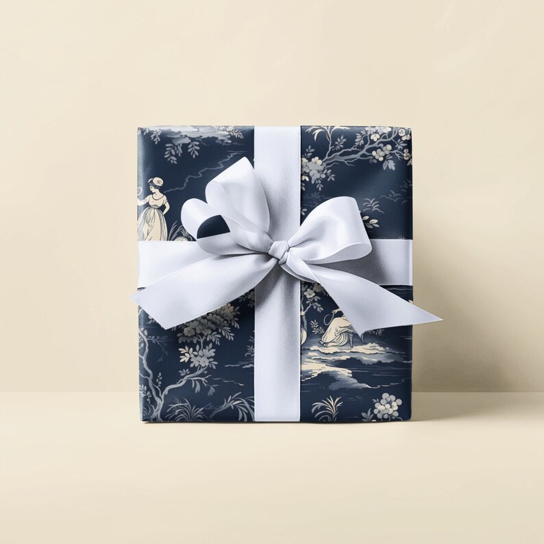 French Chinoiserie Elegant Preppy Paper, Christmas Day Gifting Paper ...