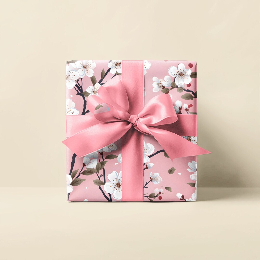 Japanese Cherry Blossom Christmas Day Gifting Paper, Thanksgiving Day ...