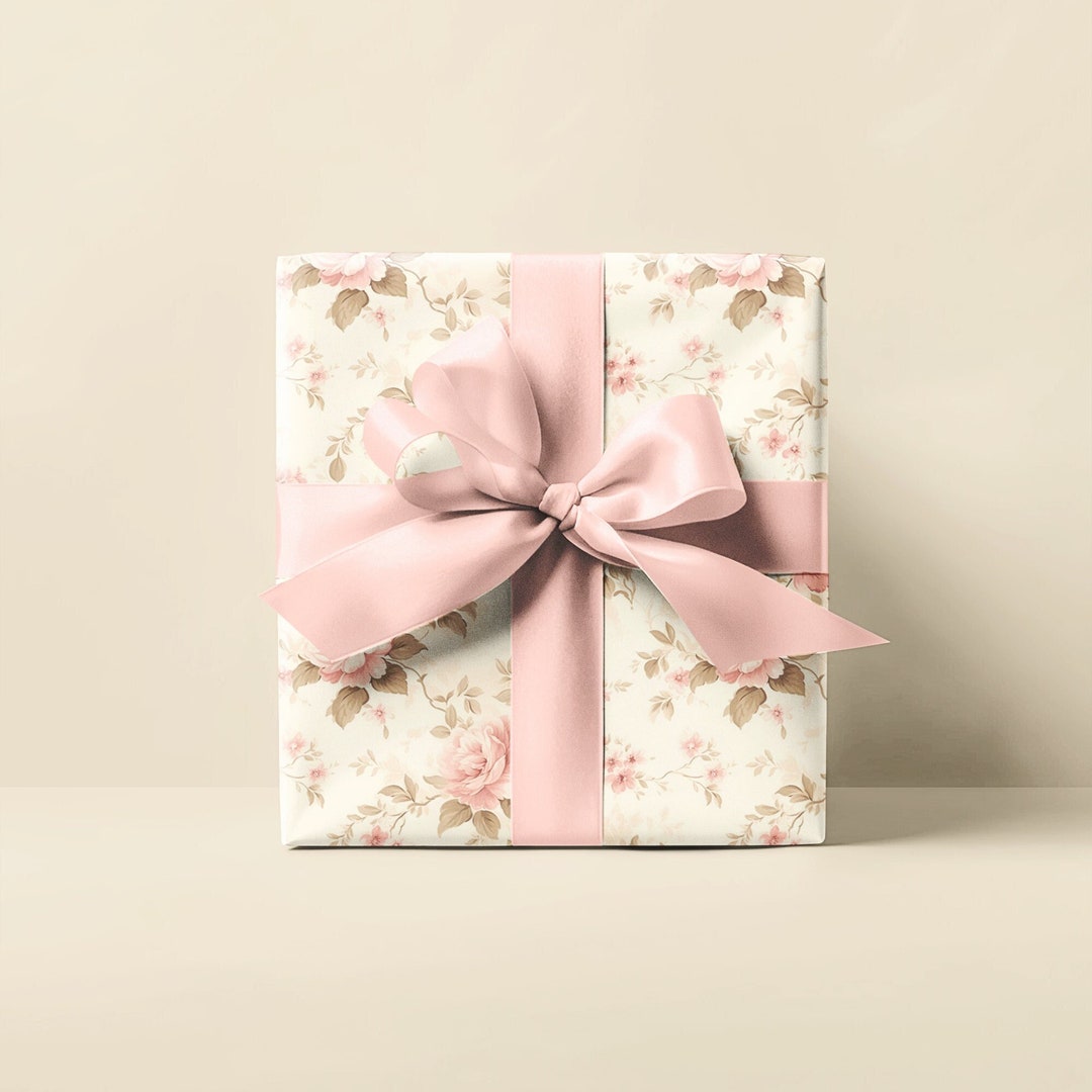 Vintage Feminine Floral Aesthetic Christmas Day Gifting Paper ...