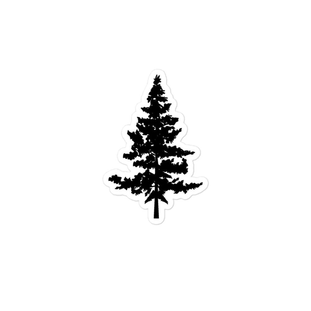 Black Silhouette Pine Tree Sticker - Etsy