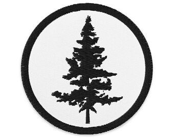 Black on Black Pine Tree Embroidered Patch - Etsy