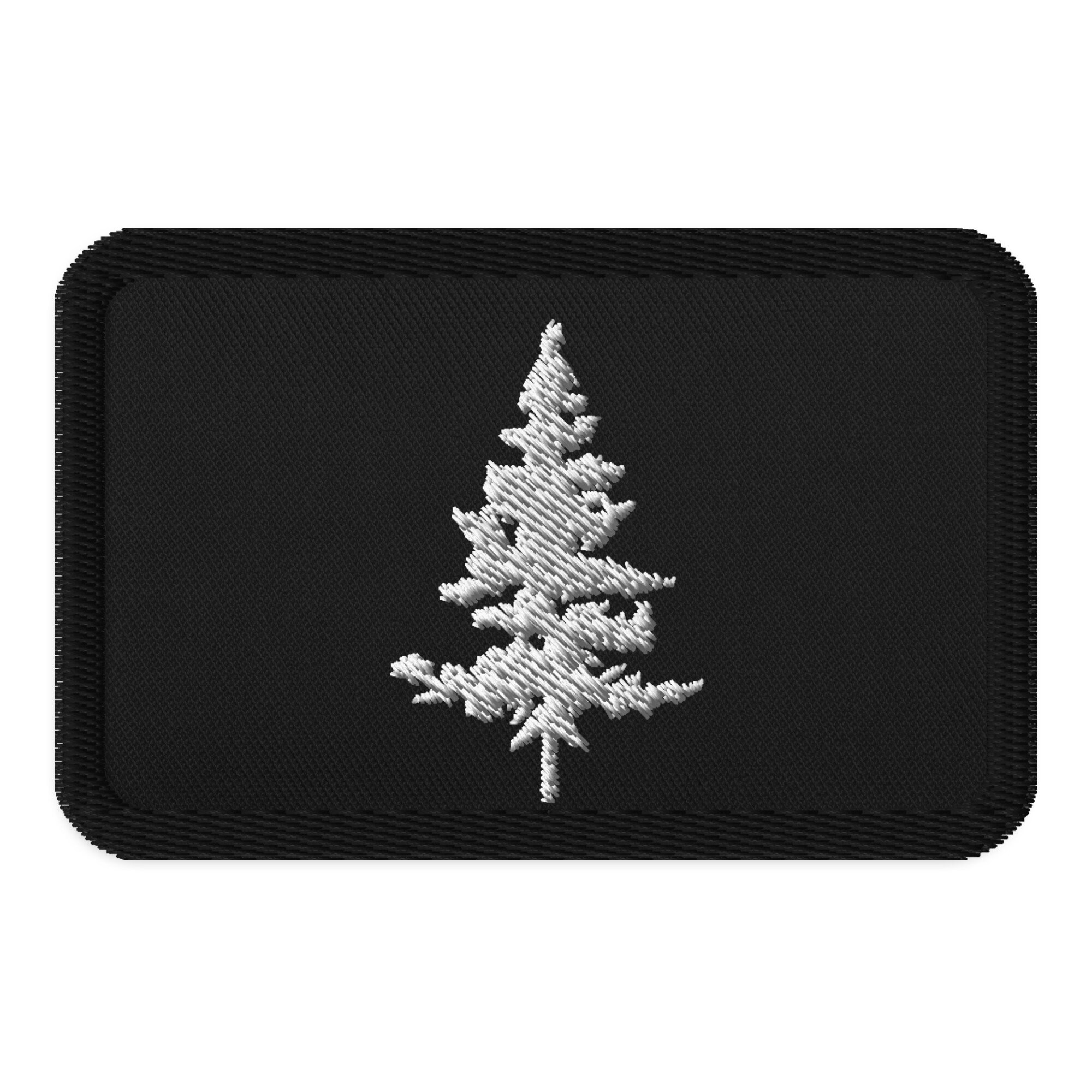 Black Outline With White Pine Tree Embroidered Patch - Etsy