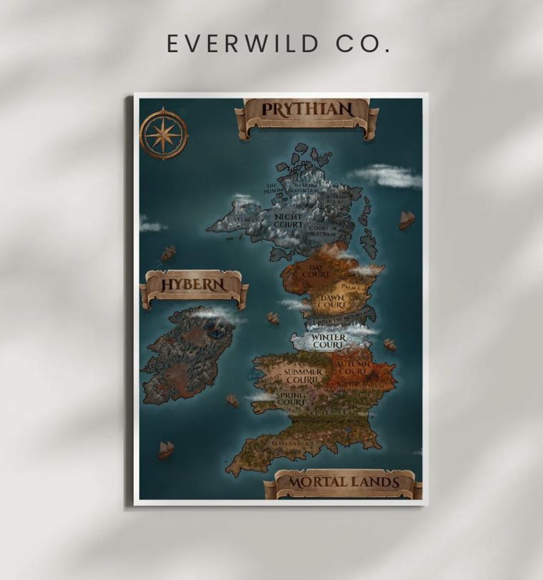 ACOTAR Prythian Map Digital Print | A Court of Thorns and Roses Map ...