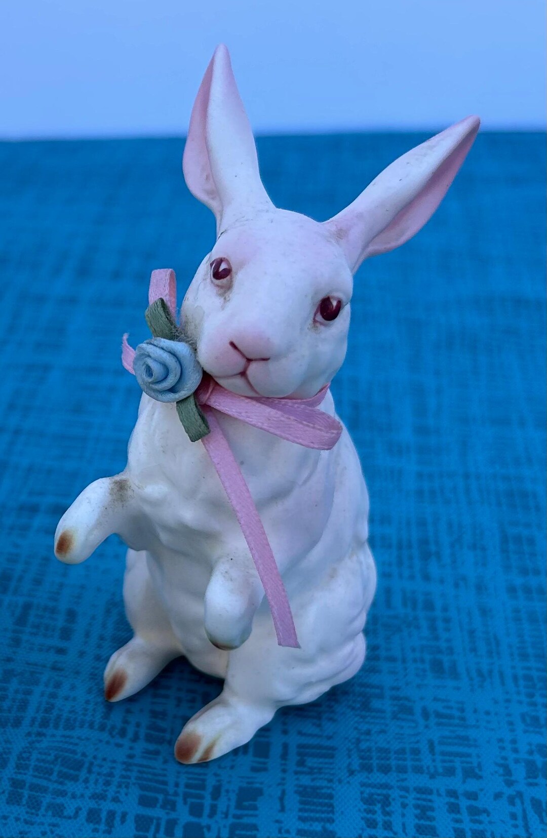 Collectible Lefton Bunny Standing up With Stone Like Platform and ...