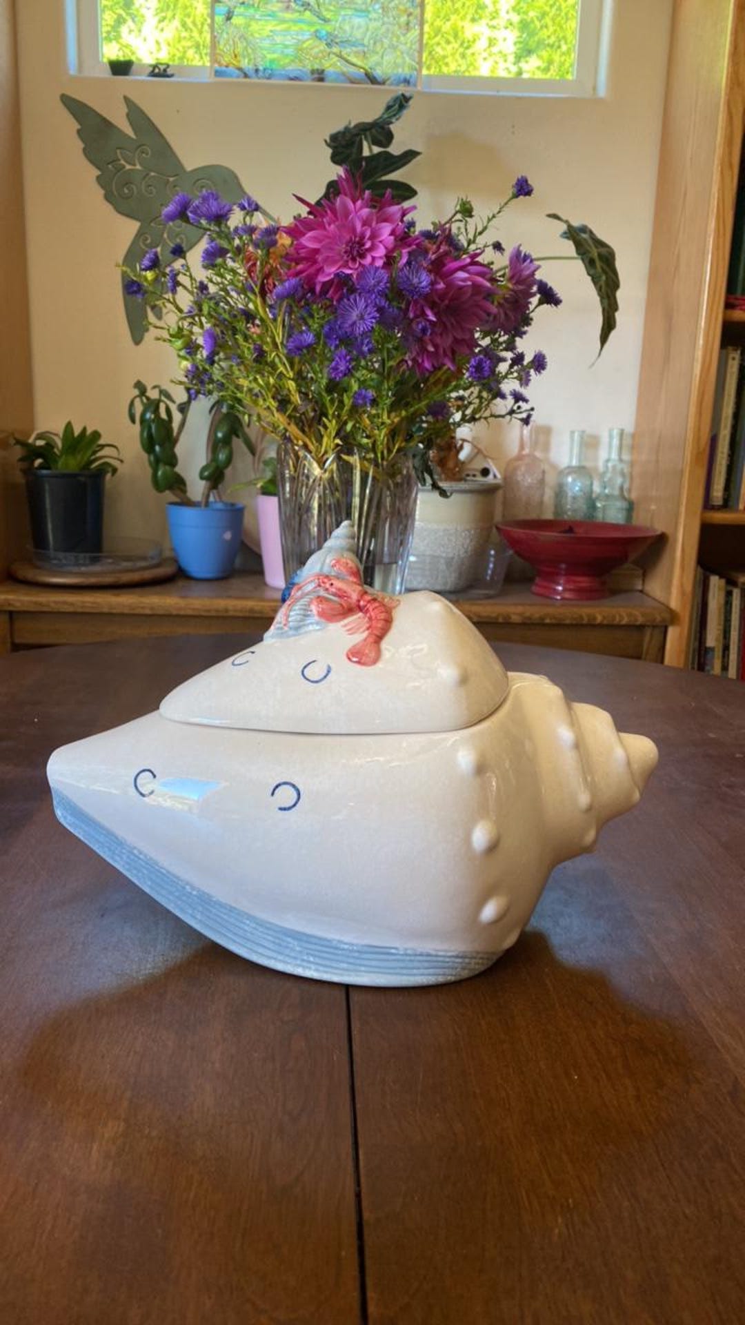 Large Vintage Ceramic Seashell Ocean-themed Decorative Lidded Container ...