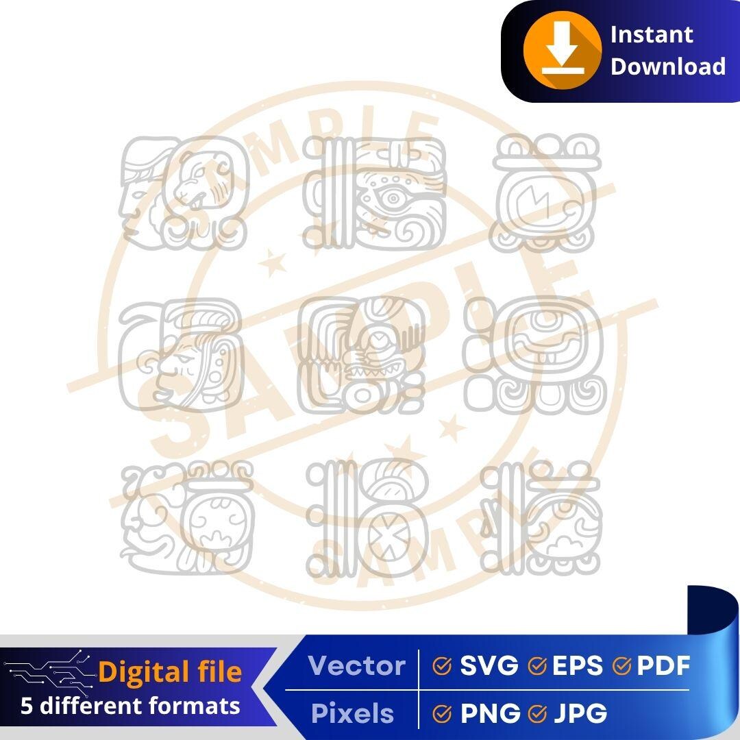 Mayan Symbols Svg Cultures Through History Vector Image, Ideal for Cut ...