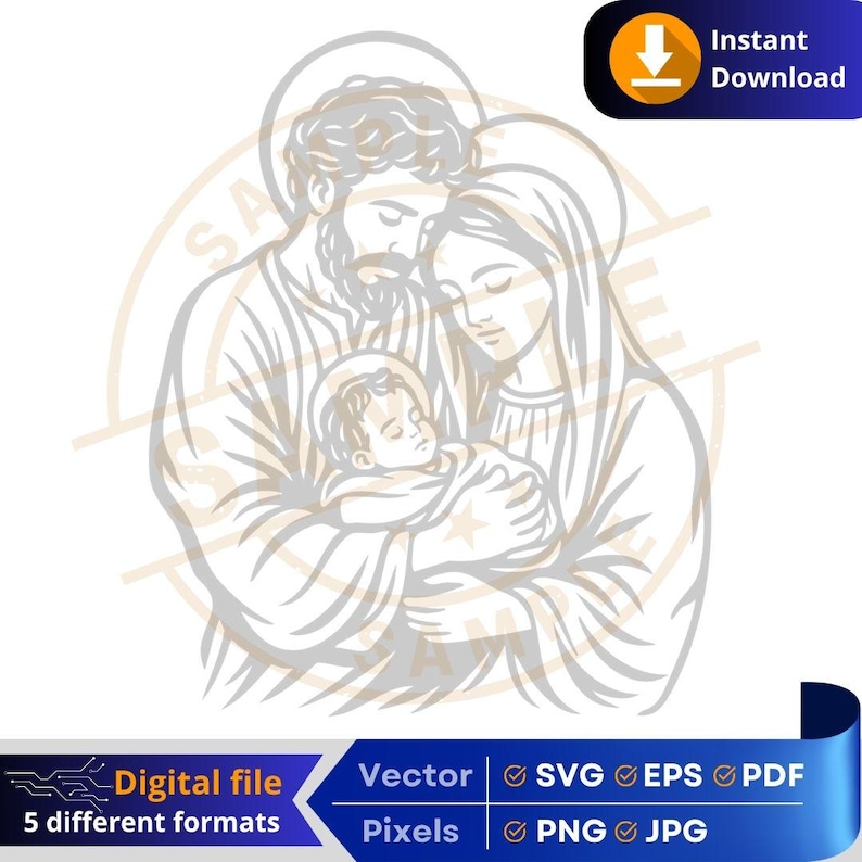 Nativity Jesus Mary and Joseph SVG | Religious Digital Download ...
