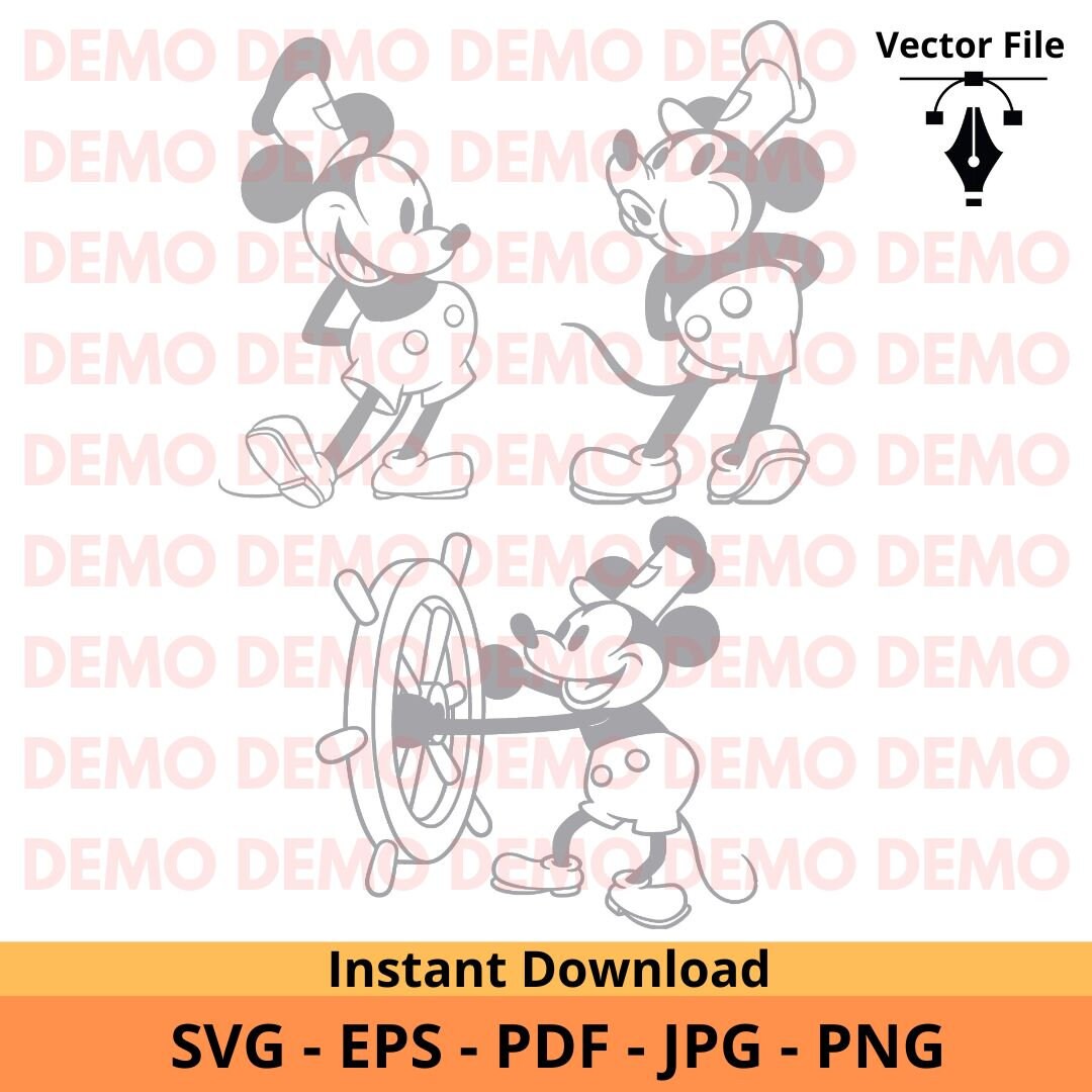 Steamboat Willie Mouse Character SVG Vector Images for Plotter ...