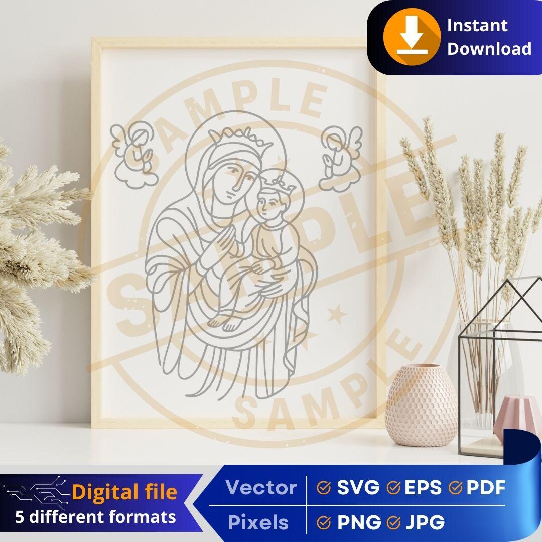 Printable Doodle Our Lady of Perpetual SVG & PNG | Our Lady of ...