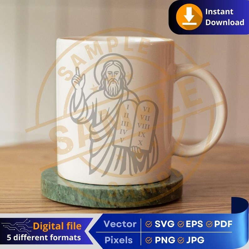Moses and the Ten Commandments SVG | Religious Digital Download | Moses ...