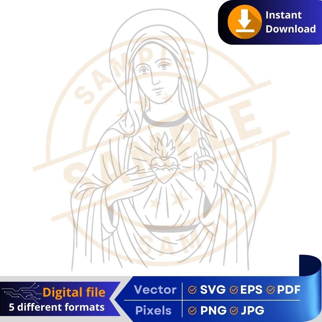 Sacred Heart of Mary | SVG | Religious Digital Download | Sagrado ...