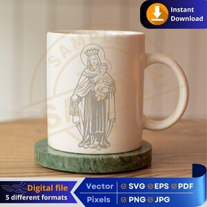 Virgen del Carmen SVG Imágenes Religiosas Vectoriales for plotter ...