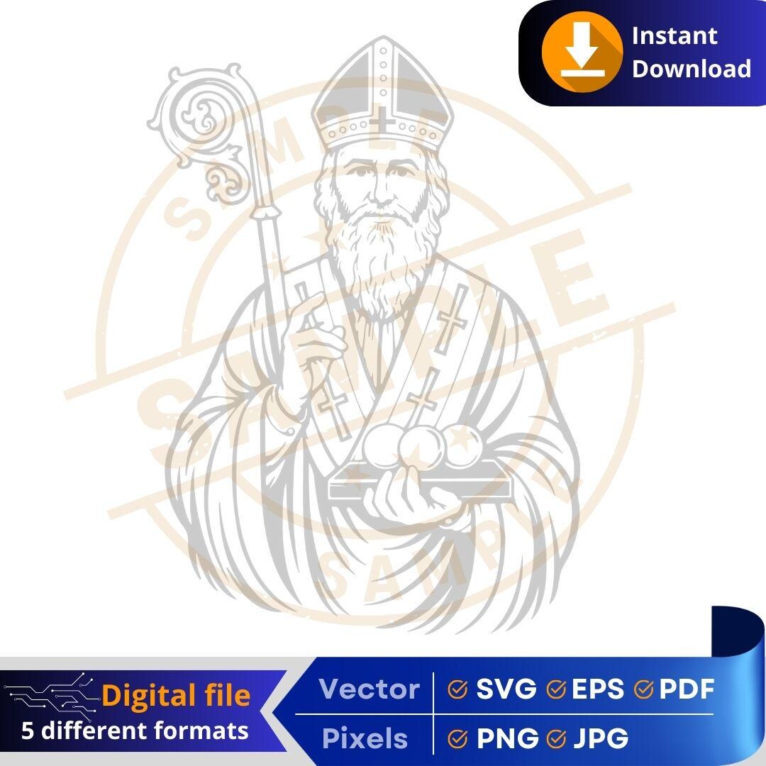 St Nicholas SVG PNG, Saint Nicholas of Myra Digital Download Saint ...
