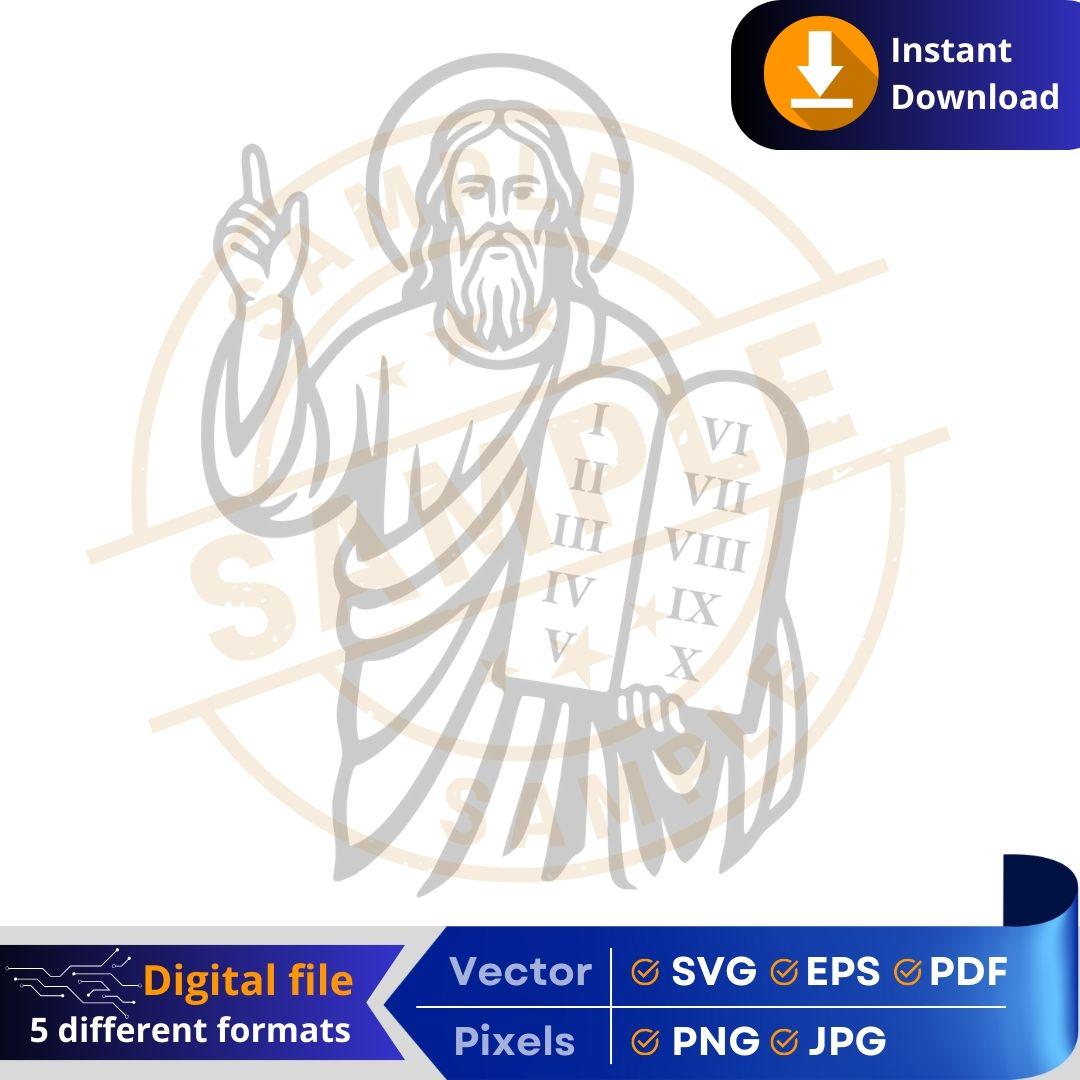 Moses and the Ten Commandments SVG | Religious Digital Download | Moses ...