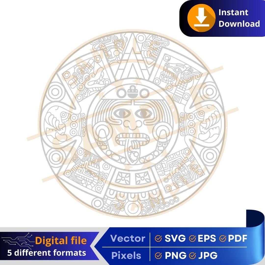 Aztec Calendar Detailed Svg Cultures Through History Vector Image ...