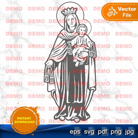 Virgen del Carmen SVG Imágenes Religiosas Vectoriales for - Etsy España