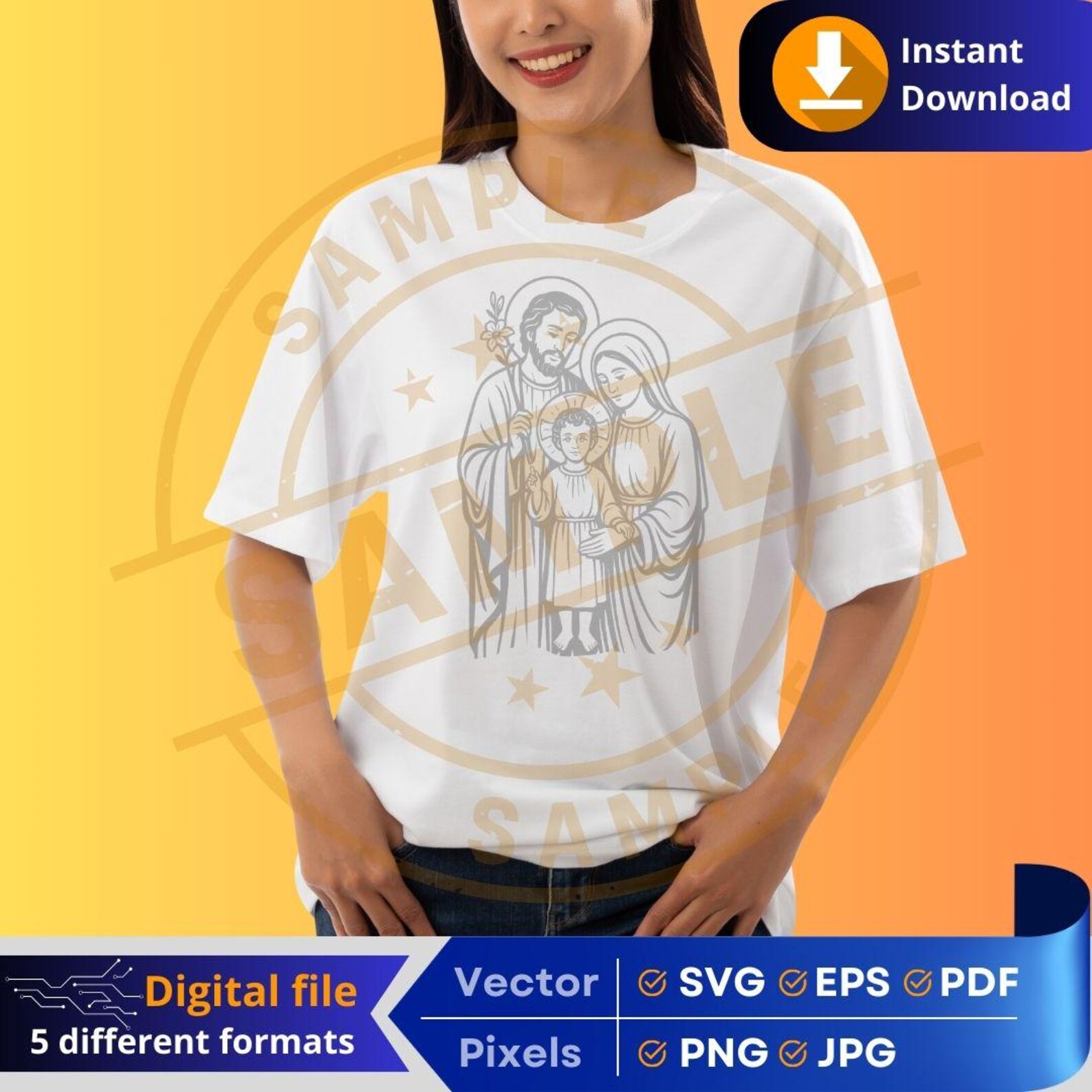 Holy Family SVG | Jesus, Mary and Joseph | Religious Digital Download ...