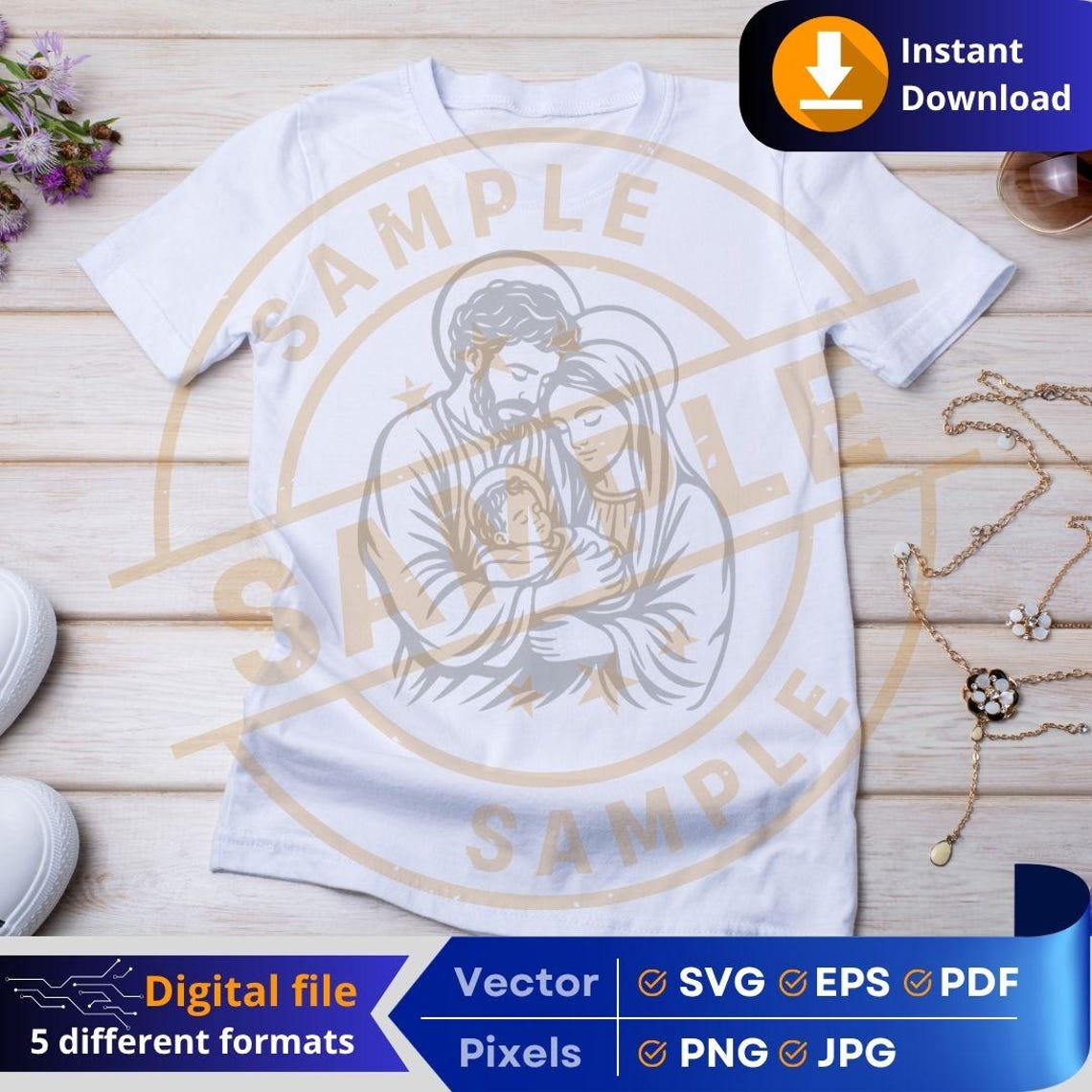 Nativity Jesus Mary and Joseph SVG | Religious Digital Download ...
