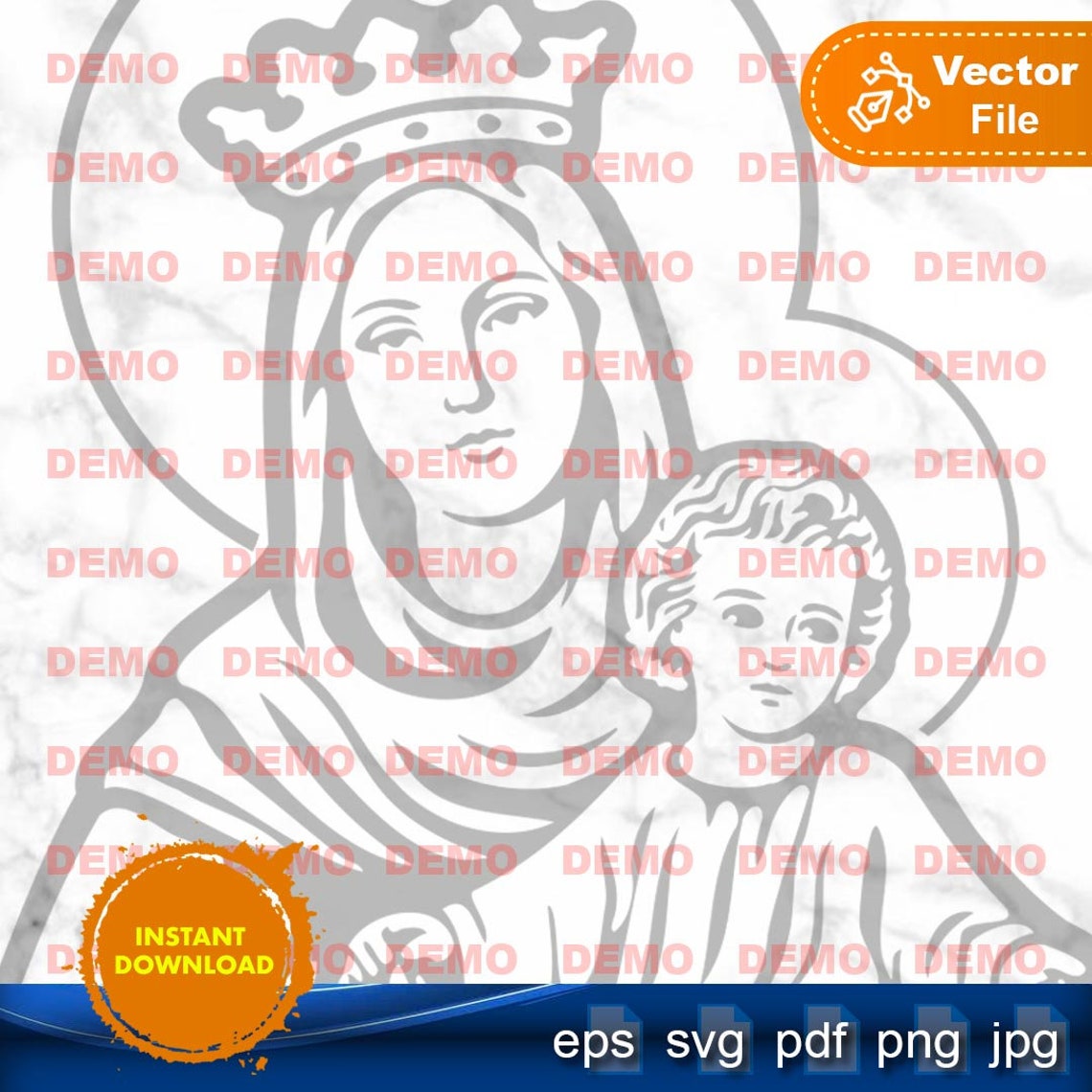 Virgen del Carmen SVG Imágenes Religiosas Vectoriales for - Etsy México
